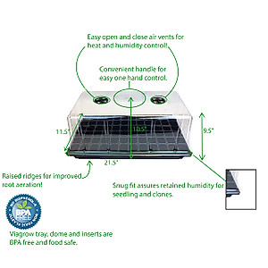 Viagrow VPK900-5 Prop 10 in. x 20 in. Propagation Kit Tall 7 in. Dome (5-Pack) (360 Cells), 5 Pack, Black