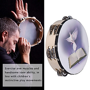 Double Row Jingle, Firm Tambourine Row Jingle, Durable Sacred Occasion for Relax Churches Entertainment(Bible dove)