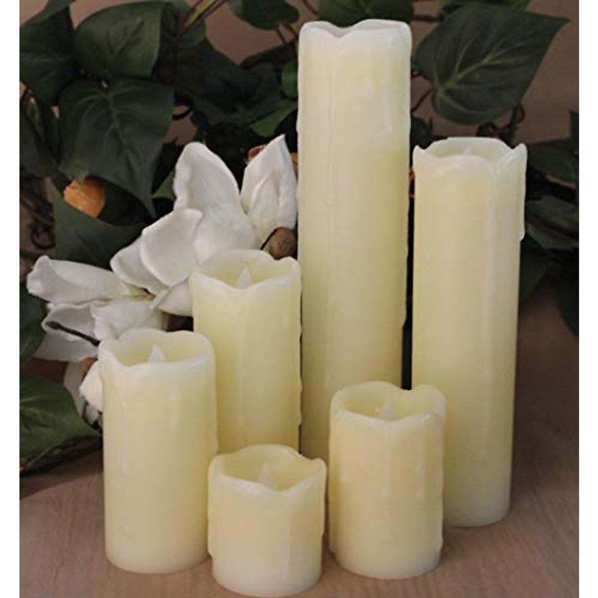 LED Lytes Timer Candles Set of 6, 2" Wide, 2"- 9" Tall, Dripping Wax Affect and Amber Flame, LED Christmas Candles Flickering, Wax Candles for Holiday Home Decor and Wedding Decor Sets