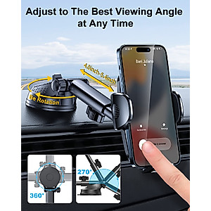 Rorhxia 3-in-1 Phone Mount for Car [2024 Most Stable and Flexible Suction Cup] Vent Dashboard Windshield Cell Phone Holder Car Fit for iPhone 15 14 13 12 Pro Max Samsung S23 S22 S21 All Phone