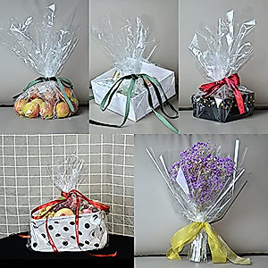 LISM 115ft Clear Cellophane Wrap Roll(33 in x 115 ft) 2.5 mil thickness Gift Wrap Cellophane -Clear Wrapping Paper for Flowers,Baskets, Arts & Crafts, Treats Food Safe