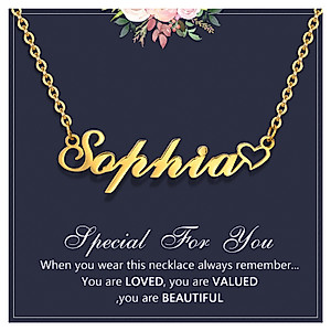 MEALGUET Name Necklace Personalized for Women : 18K Gold Plated Custom Name Necklace Chain Name Plate Choker Necklace Customized Gift Idea for WomenFemale Friends Girlfriend