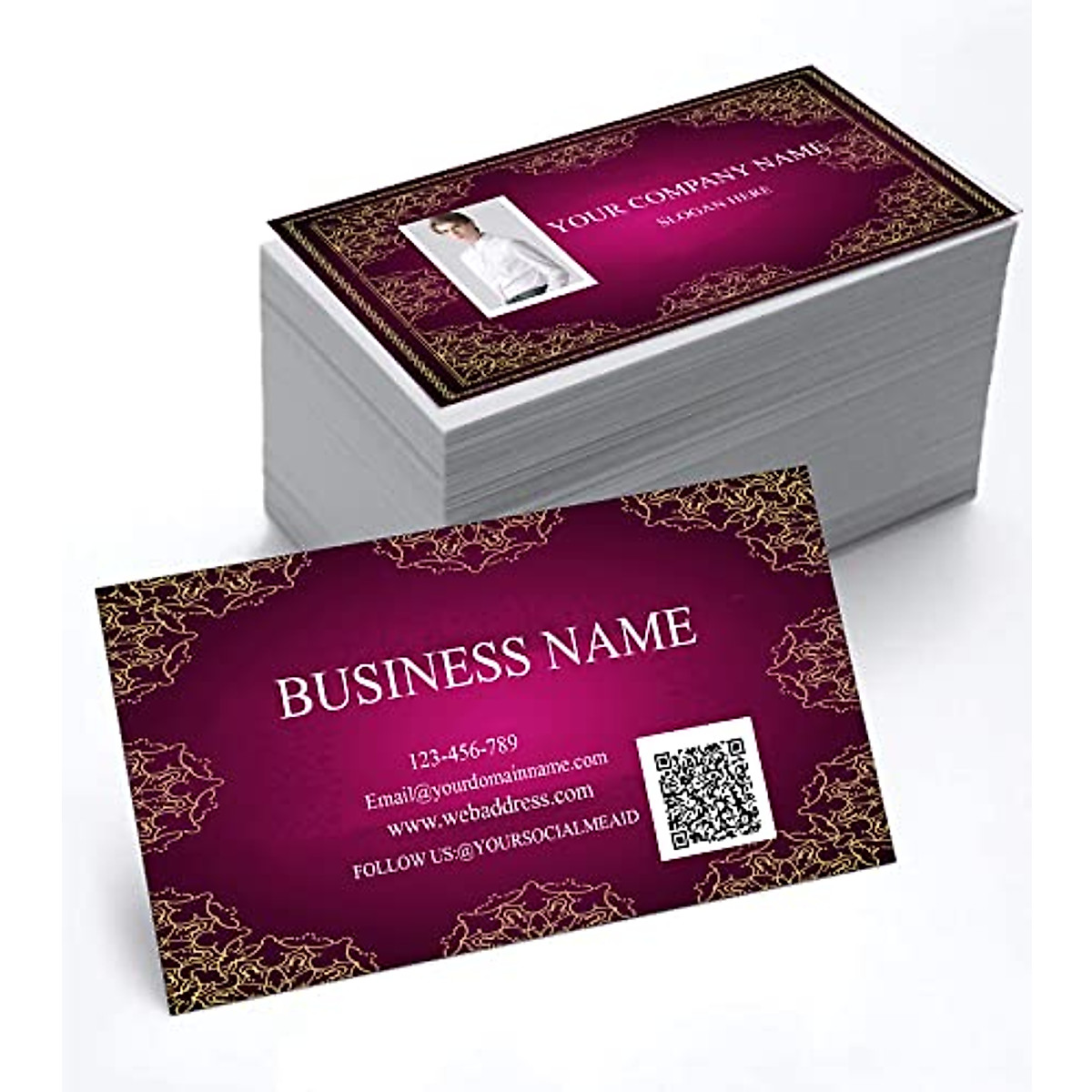 Custom Personalized Business Cards 500Pcs Double-sided color printing Business Cards can Add You Picture, Personalized Name Card No Additional Charge Size 3.5" X 2"