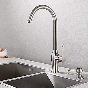 Sink Soap Dispenser (Brushed Nickel) for Kitchen Sink with 40" Silicone Extension Tube Kit, Brass Soap Dispenser for Liquid Soap