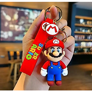 MARALICIA Keychain 3D Mario Friends Pendant Charm for Super Boys and Girls Keyring for Backpack,Handbag,Purse (Friend-Mario)