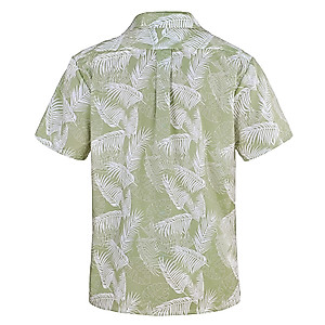 Men's Hawaiian Shirts Casual Button Down Short Sleeve Shirt Floral Aloha Beach Tropical Shirt Palm Leaf Green Small