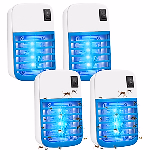 4Pack Bug Zapper Indoor Plug in Electronic Mosquitoes Trap Zapper with Blue Lights Electric Portable Home Insects Zapper for Home,Kitchen,Bedroom,Living Room,Baby Room,Office