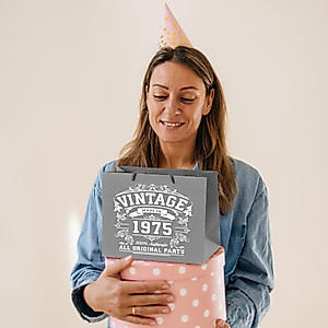 50th Birthday Gift Bags - Grey Paper with Rope Handles - Recycled Eco Friendly Gift Bag - Original Parts 1973 - Medium