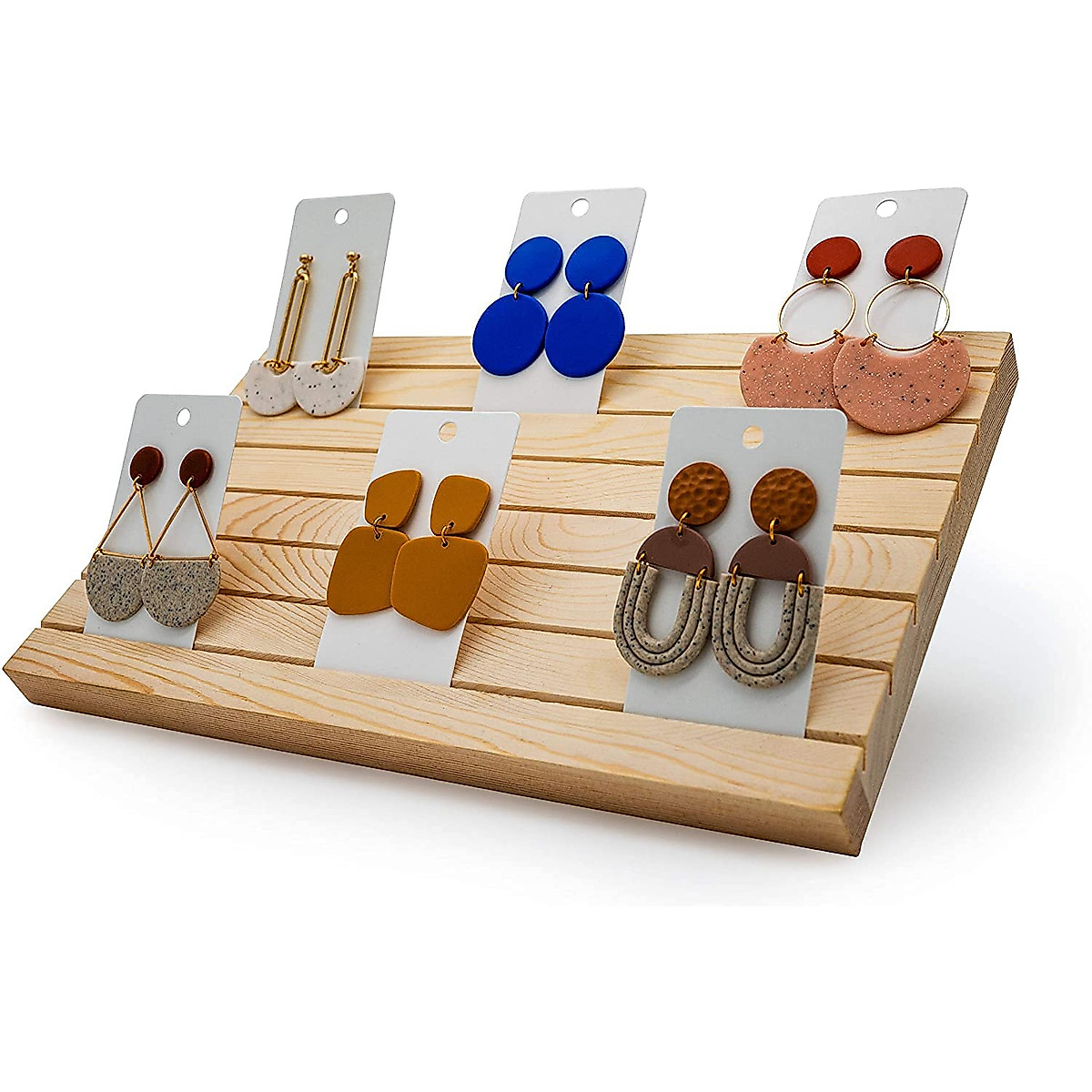 Yuson Products Natural Wood Earring Display Stands For Shows Earring Holders For Selling Portable Earring Display Polaroid Display Multiple Business Card Holder Display Girly Business Card Holder Desk