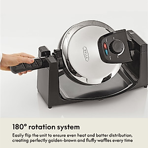 BELLA Classic Rotating Non-Stick Belgian Waffle Maker, Perfect 1" Thick Waffles, PFOA Free Non Stick Coating & Removeable Drip Tray for Easy Clean Up, Browning Control, Stainless Steel