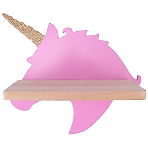 BESPORTBLE Floating Shelves for Wall, Unicorn Wooden Storage Shelf Wall Mounted 12.5 Inch Hanging Shelves for Bedroom Bathroom Living Room Kitchen Nursery Display