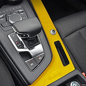 Toworldit Alcantara + ABS Material Central Control Gear Box Panel Side Trim Cover Compatible with Audi A4L 2017-2021 (Yellow)