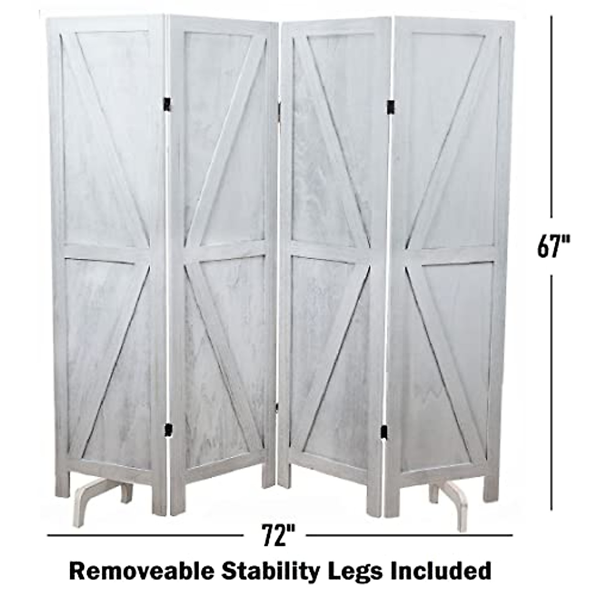 Premium Home Room Divider: Room dividers and Folding Privacy Screens, Privacy Screen, Partition Wall dividers for Rooms, Room Separator, Temporary Wall, Folding Screen, Rustic Barnwood (White)
