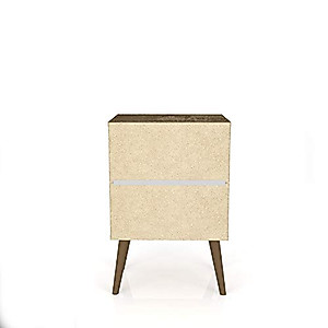 Manhattan Comfort Liberty Mid Century Modern Nightstand with Drawer and Cubby, Bedside Table for Bedroom and Living Room, Night Stand Accent Decor, Easy Assembly, Brown/Brown