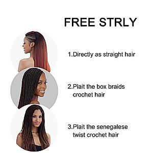 Liang Dian Pre-Stretched Braiding Hair 22 inch 6 packs Hot Water Setting Synthetic Hair Crochet Braiding Hair Extension(mixed black/dark blue/light blue)