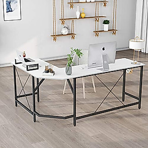 CubiCubi L Shaped Desk Computer Corner Desk, Home Office Gaming Table, Sturdy Writing Workstation with Small Table, Space-Saving, Easy to Assemble