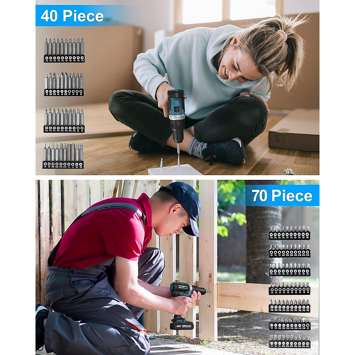 Drill Bit Set Screwdriver Bit Set, 201 Pcs Impact Driver Bits Kit with Carry Case, Combo Kit for Wood Metal Cement Drilling and Screwdriving, Tools for Gift and Home Maintenance