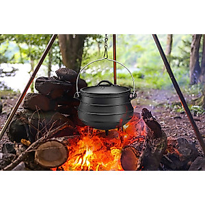 Bruntmor Pre-Seasoned Cast Iron Cauldron - 6 Quart African Potjie Pot with Lid - 3-Legged Dutch Oven for Camping and Over-the-Fire Cooking - Durable Outdoor Cookware for Stews, Chili, and Slow Cooking