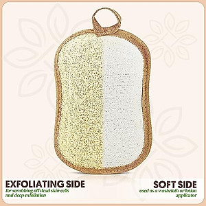Almooni Premium Exfoliating Loofah Pad Body Scrubber, Made with Natural Egyptian Shower loofa Sponge- Bow Tie Shaped Loofah - 2 Count(1 Pack)