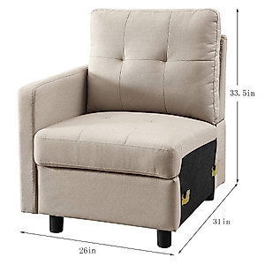 DAZONE Modular Sectional Sofa, 7-Piece Couches for Living Room, 6 Seater L Shaped Sleeper Sofa Furniture Set, Reversible Sectional Couches for Small Spaces Light Gray