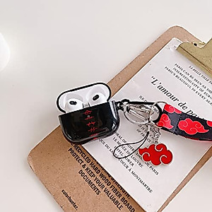 with Red Cloud Lanyard Keychain AirPods 3rd Generation Case Cover 2021, Personalised Anime and Unique IMD Process TPU Soft Airpods 3 Generation Case, Black AirPods 3rd