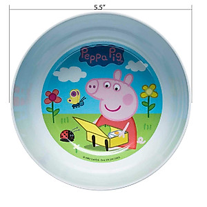 zak! 5-Piece Dinnerware Set, Peppa Pig - Durable Plastic & Stainless Steel - Includes Tumbler, 8-Inch Plate, 6-Inch Bowl, Fork & Spoon - Suitable for Kids Ages 3+