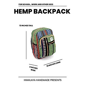 Unique Design100% Himalaya Hemp Backpack Small Backpack Hippie Backpack Festival Backpack Hiking and Tablet Backpack FAIR TRADE Handmade with Love.
