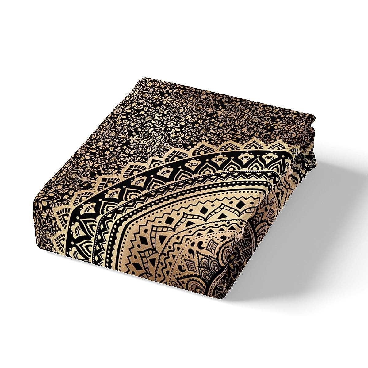 Castle Fairy Brown Black Mandala Bedding Set King Size,Boho Trippy Duvet Cover Set for Kid Teen Boys Girls,Bohemian Art Comforter Cover Decorative Room,Indian Hippie Quilt Cover with 2 Pillowcases