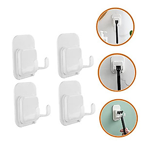 Angoily 4pcs Paste Hook Wall Clothes Rack Razor Hanging Holder Shower Shaver Hooks Adhesive No Punching Abs White