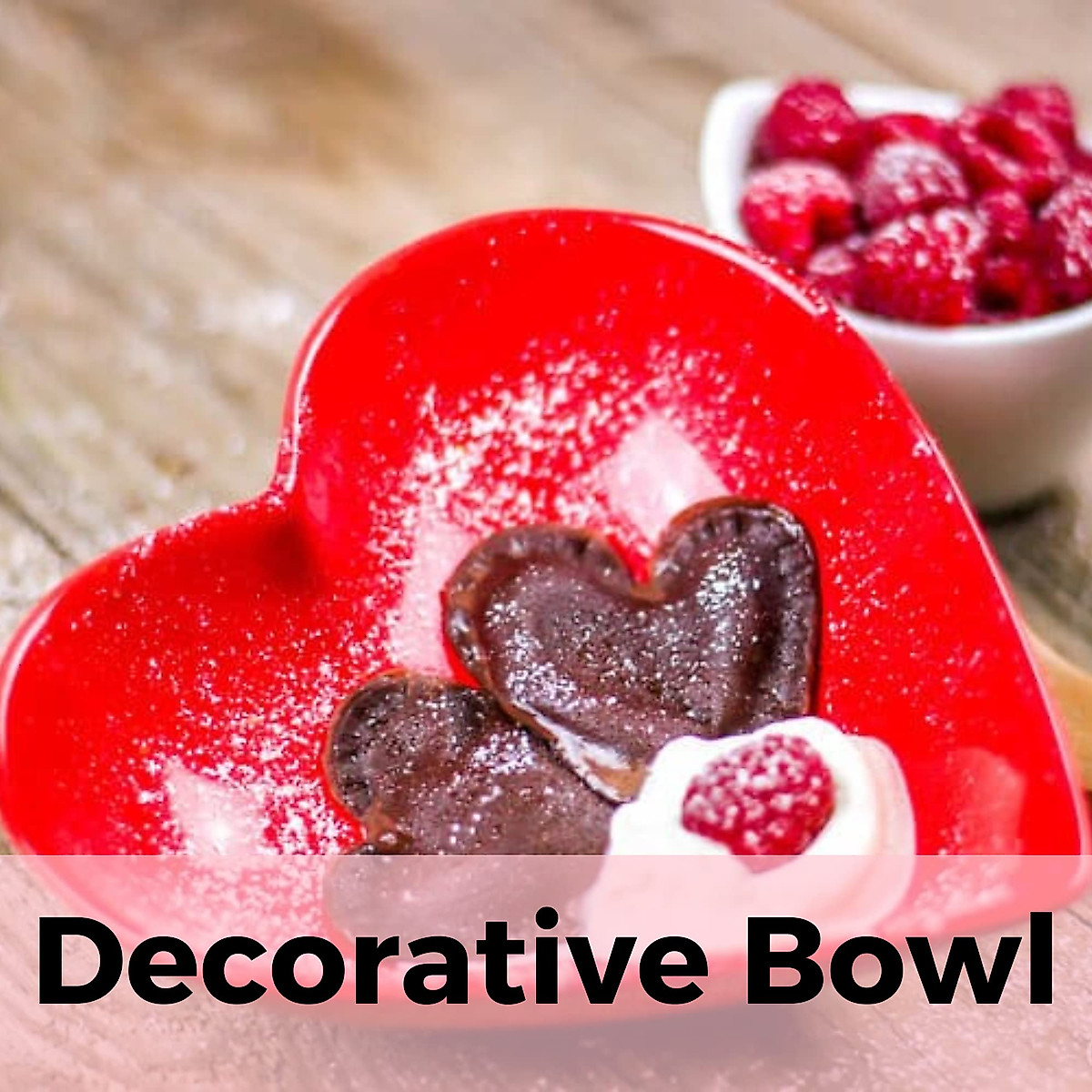 CTMRJ Red Heart Shaped Plastic Bowl for Salad Fruits Dessert Candy Treats Snacks Holder Household Rotating Pot Serving Dish, Multi-Purpose Deep Tableware Bowls for Home Kitchen Cooking Gift