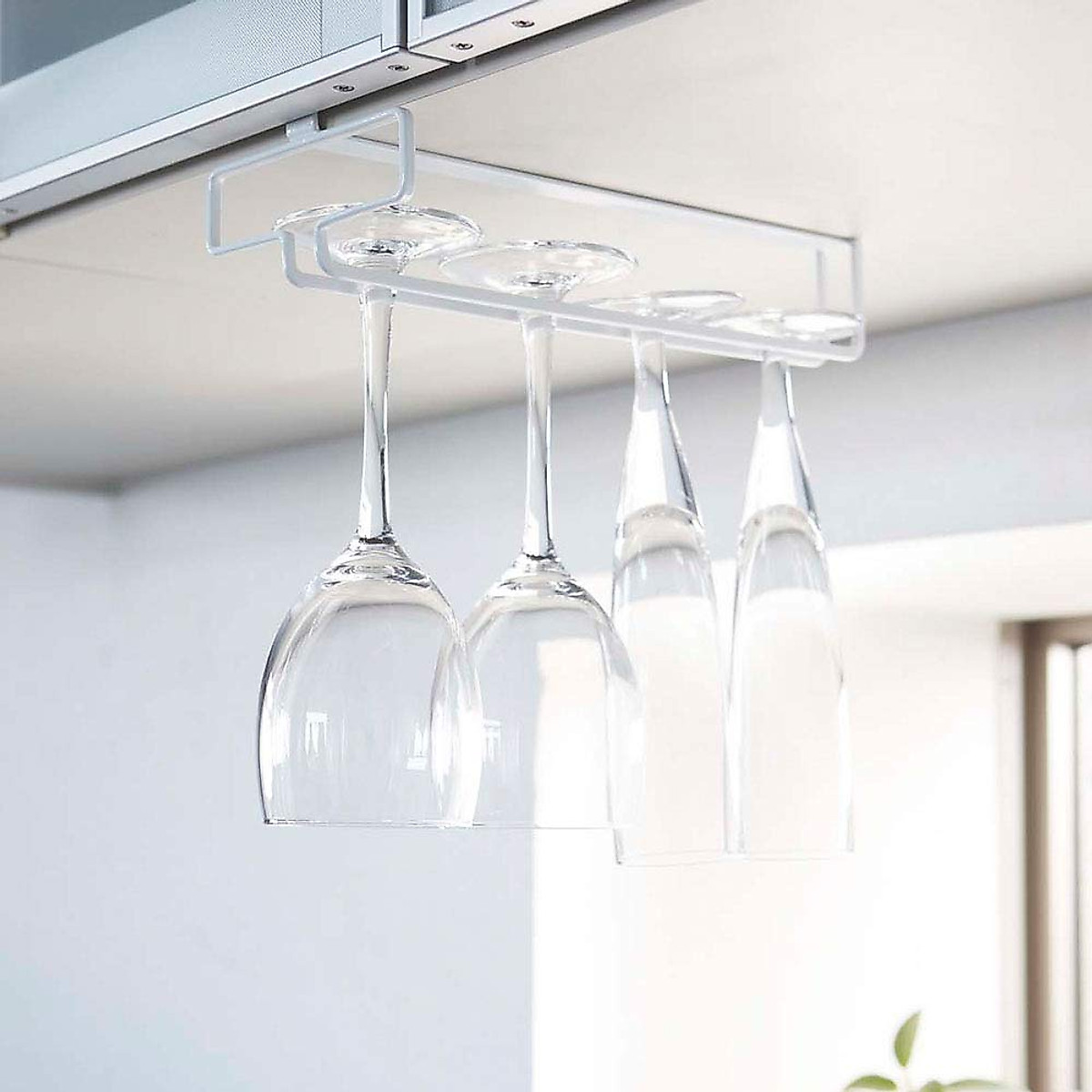 Yamazaki Home Tower Single Under Shelf Wine Glass Rack – Hanging Storage Holder