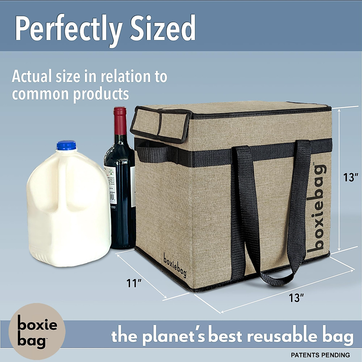 BOXIEBAG Collapsible Reuseable Insulated Grocery Bag - Stackable Heavy Duty Grocery Tote Bag - Insulated Tote Bag (1 Pack)