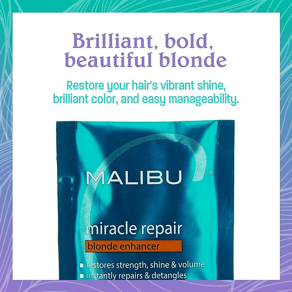 Malibu C Miracle Repair Hair Reconstructor, Blonde Enhancer (1 Packet) - Nourishing Hair Repair Treatment for Damaged Blonde Strands - Relieves Hair Discoloration