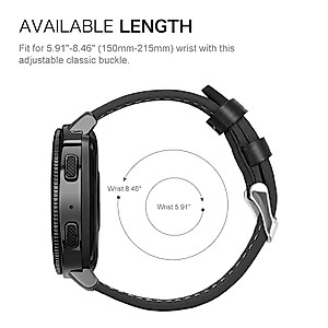 Fintie 20mm Leather Bands Compatible with Samsung Galaxy Watch FE, 7/6/5/4 40mm 44mm / 6 Classic 47mm 43mm / 5 Pro 45mm, Black