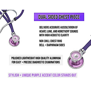 Dual Head Sprague Rappaport Stethoscope with Matching Chest Piece (Purple)