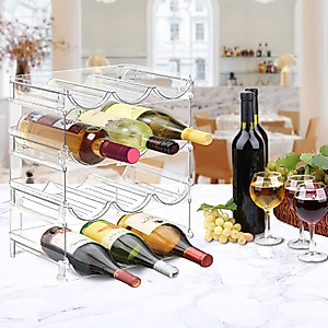 Water Bottle Organizer for Cabinet & Stackable Cup Organizer for Cabinet,3 Tier Cup Organizer for Sports Flask Insulated Travel Mug Fridge, White,Wine Drink Rack for Kitchen Countertop Freezer Pantry