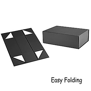 FOCCIUP 11x7.8x3.5 Inches Black Gift Box with Magnetic Lid Collapsible Groomsman Shirt Boxes for Clothes Gift Wrap