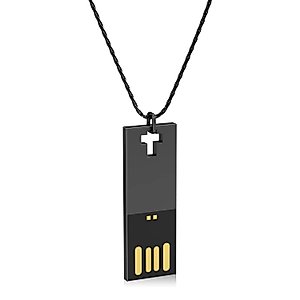 USB Flash Drive- Thumb Drive Memory Stick Pen Drive 128GB Necklace Metal Style Keychain Design (128.gb, Gun Color)