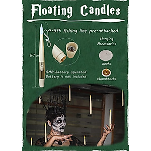 Leejec Floating Candles with Magic Wand Remote(6/18H Timer), 12pcs 6.1" Hanging Flameless Taper Candles, Battery Operated Flickering Warm Light, Halloween Christmas Wedding Party Decor & Gift(Ivory)