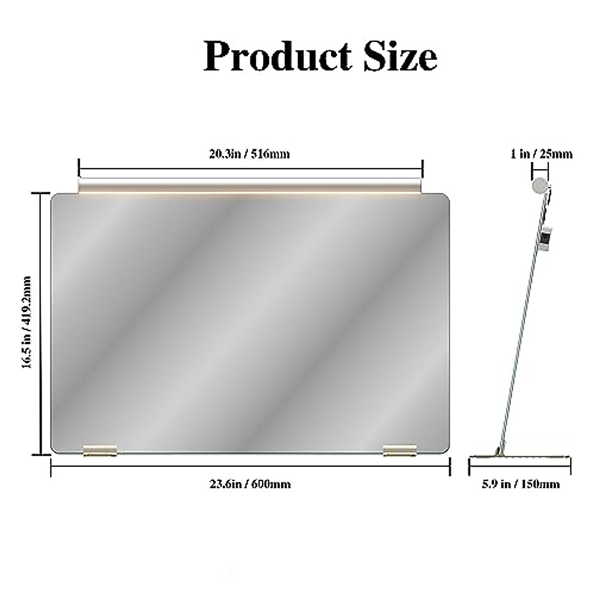 LETSFIELD Silver Lighted Vanity Mirror, LED Lighted Makeup Mirror with Aluminum Stand, Smart Touch Control, 3 Colors Lights