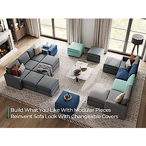 LINSY HOME Modular Sectional Sofa, Convertible U Shaped Sofa Couch with Storage, Memory Foam, Modular Sectionals with Ottomans, 6 Seat Sofa Couch with Chaise for Living Room, Dark Grey