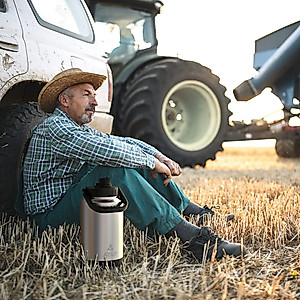 Arslo large Insulated Water Jug With Handle, One Gallon Insulated Water Bottle, 1 Gallon Stainless Steel Water Jug, Silver, 128 oz, 1 Count (Pack of 1)