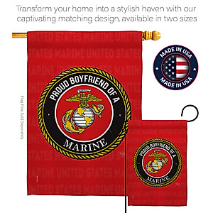 Breeze Decor Proud Boyfriend Garden Flag Armed Forces Marine Corps USMC Semper Fi United State American Military Veteran Retire Official House Banner Small Yard Gift Double-Sided, Made in USA