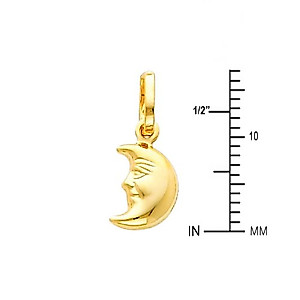 GoldenMine Fine Jewelry Collection 14k Yellow Gold Half Moon Face Charm Pendant
