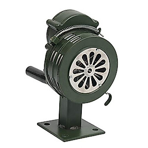 YaeGarden Base Mount Air Siren Alarm Air Raid Sirens Manual Crank Siren 110±2dB Base/Table Mount Hand Crank Manual Operated Metal Alarm/Siren (Air Raid)