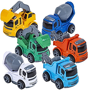 ArtCreativity Construction Toy Trucks, Set of 6, Diecast Construction Vehicles with Movable Parts, Car Toys for Kids, Plastic & Metal Material, Cool Construction Party Favors