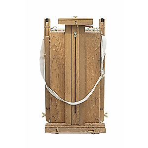 Creative Mark Cezanne Half Box French Easel - Oiled Elm Wood Plein Air Artist Easel, Holds Canvas Up to 33", Comfortable Handle, Divided Supplies Drawer, Brass Hardware, Telescoping Legs