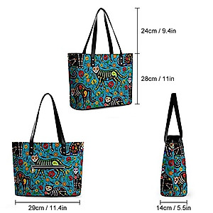 Womens Handbag Sugar Skull Leather Tote Bag Top Handle Satchel Bags For Lady