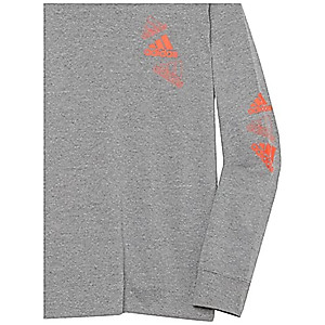 adidas Boys' Long Sleeve Sports Dude Tee, Charcoal Grey Heather, Large (14/16)