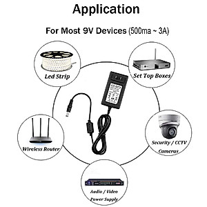 AlloverPower 9V 3A 27W DC Power Supply Adapter Power Cord Charger for Schwinn Exercise Bike or Arduino UNO R3, for Crosley Cruiser CR8005A, for Elliptical Trainer【NOT for Pedal】